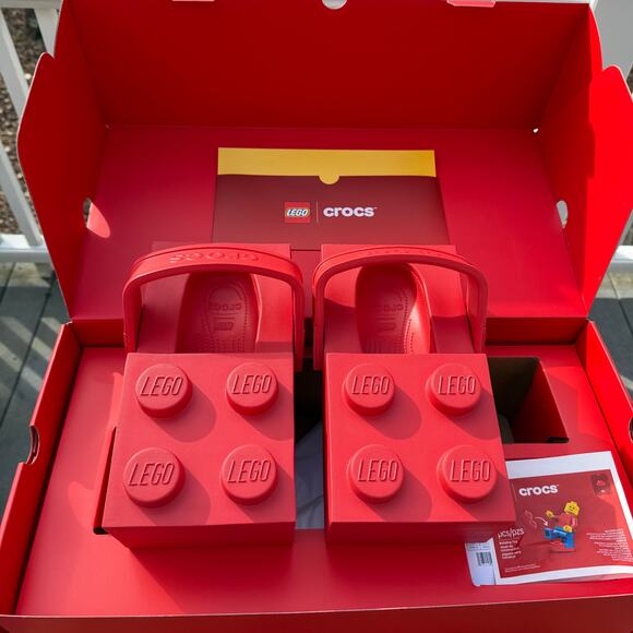 CROCS | Shoes | Lego X Crocs Slides Red M6 W8 Nwt Limited Edition Brick ...